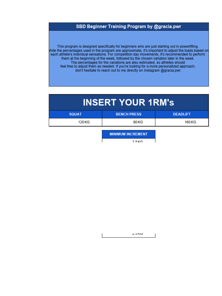 SBD Beginner Training Program by @gracia - PWR | PDF | Athletic Sports ...