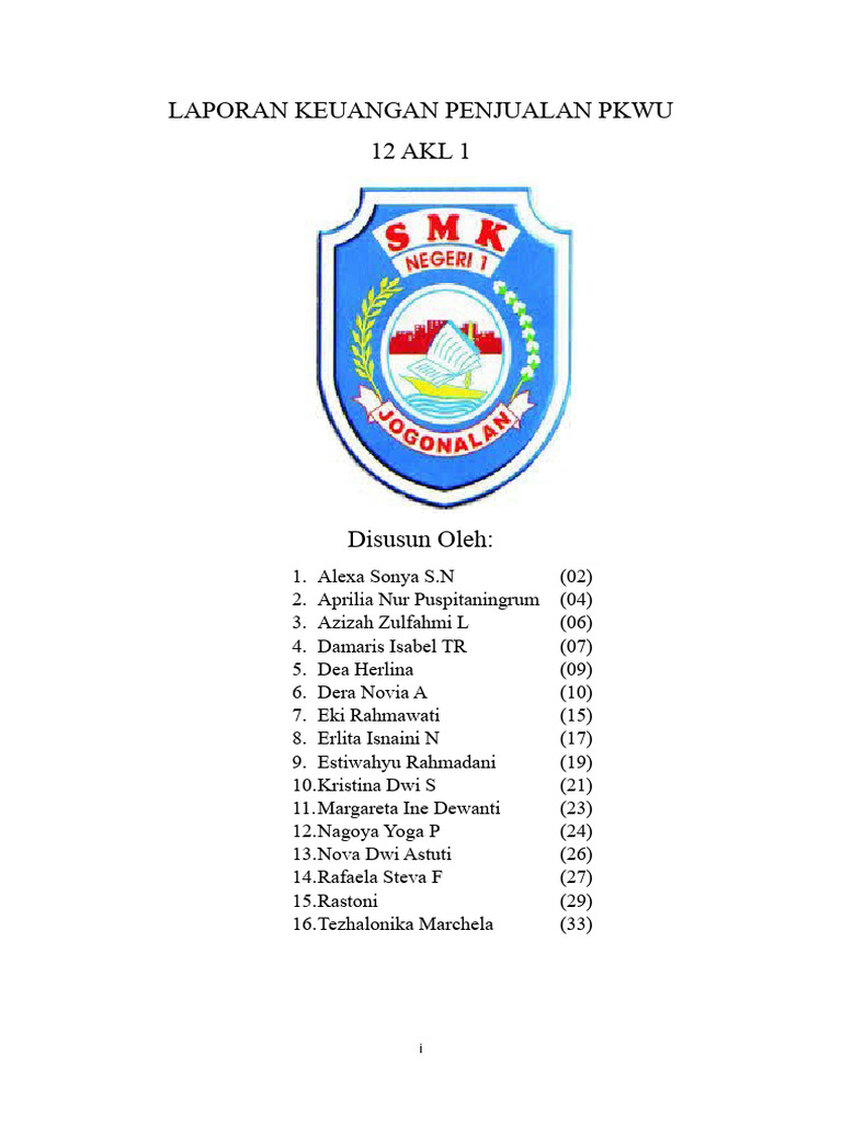 Laporan Keuangan Penjualan Pkwu 12 Akl 1 Kel 2 | PDF