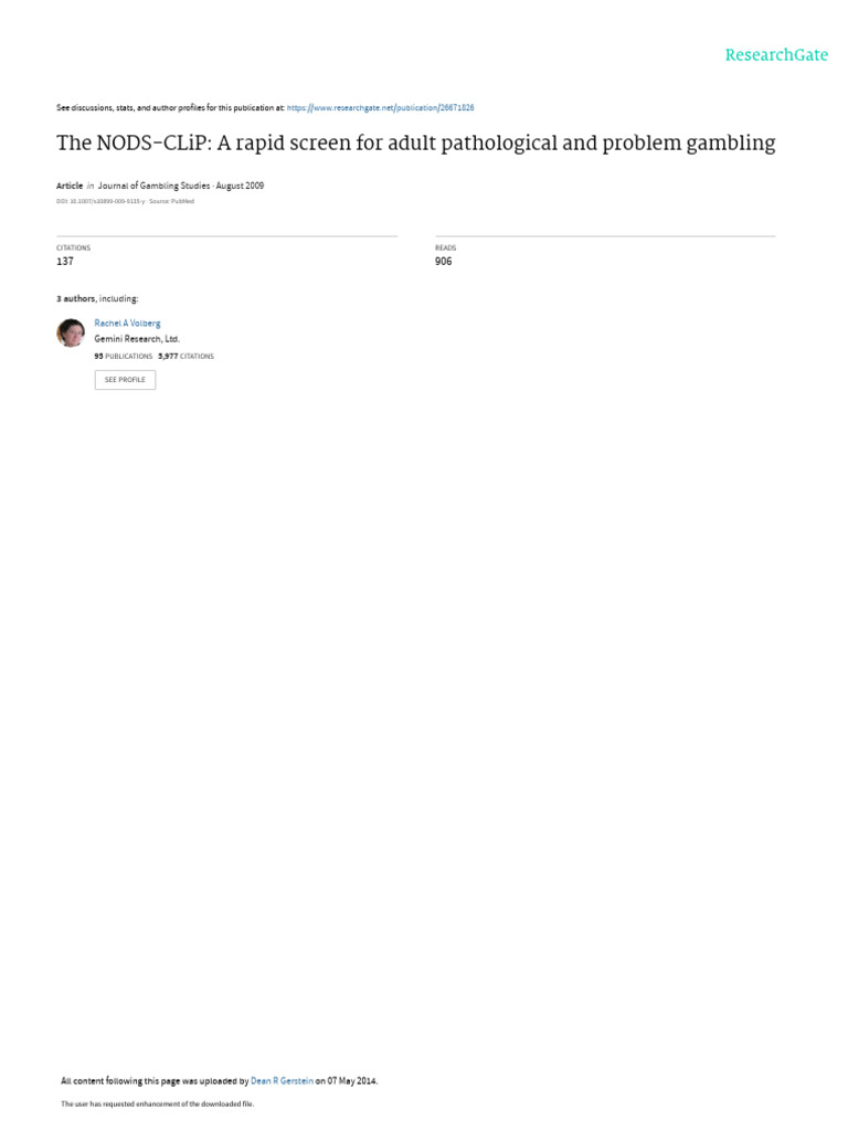 The NODS-CLiP A Rapid Screen For Adult Pathologica | PDF | Problem ...