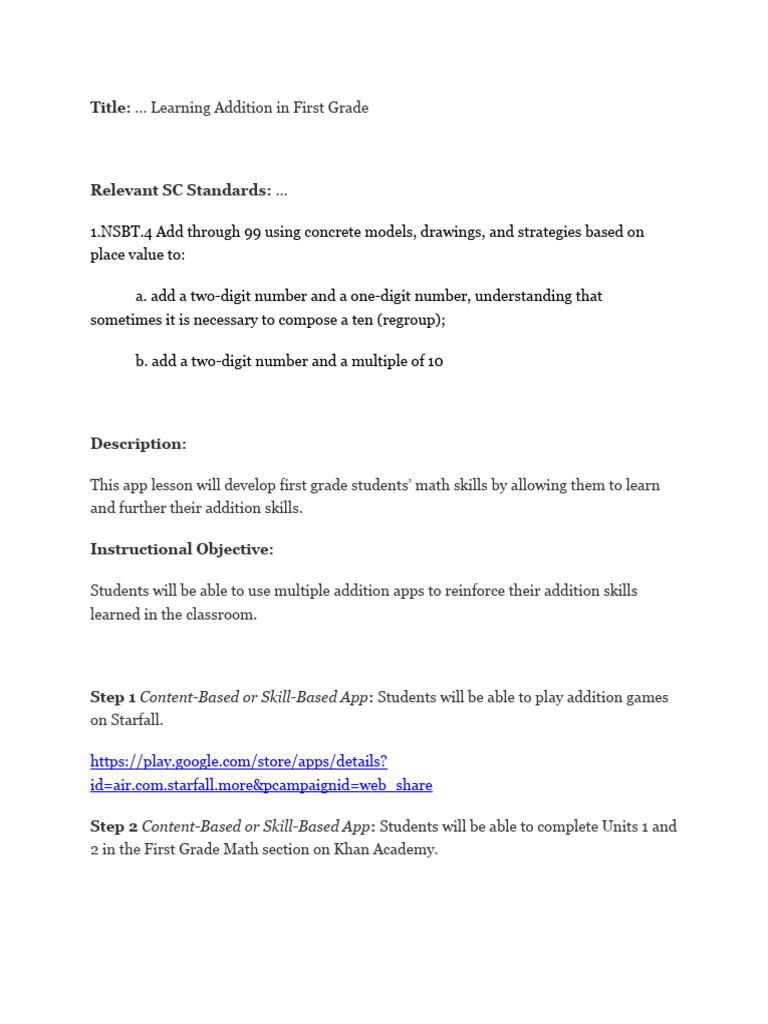 App Lesson Plan 1 | PDF