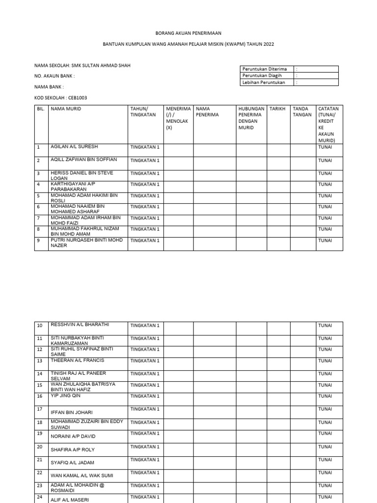 Borang Akuan Penerimaan - Docx Kwapm - Edisi2 | PDF