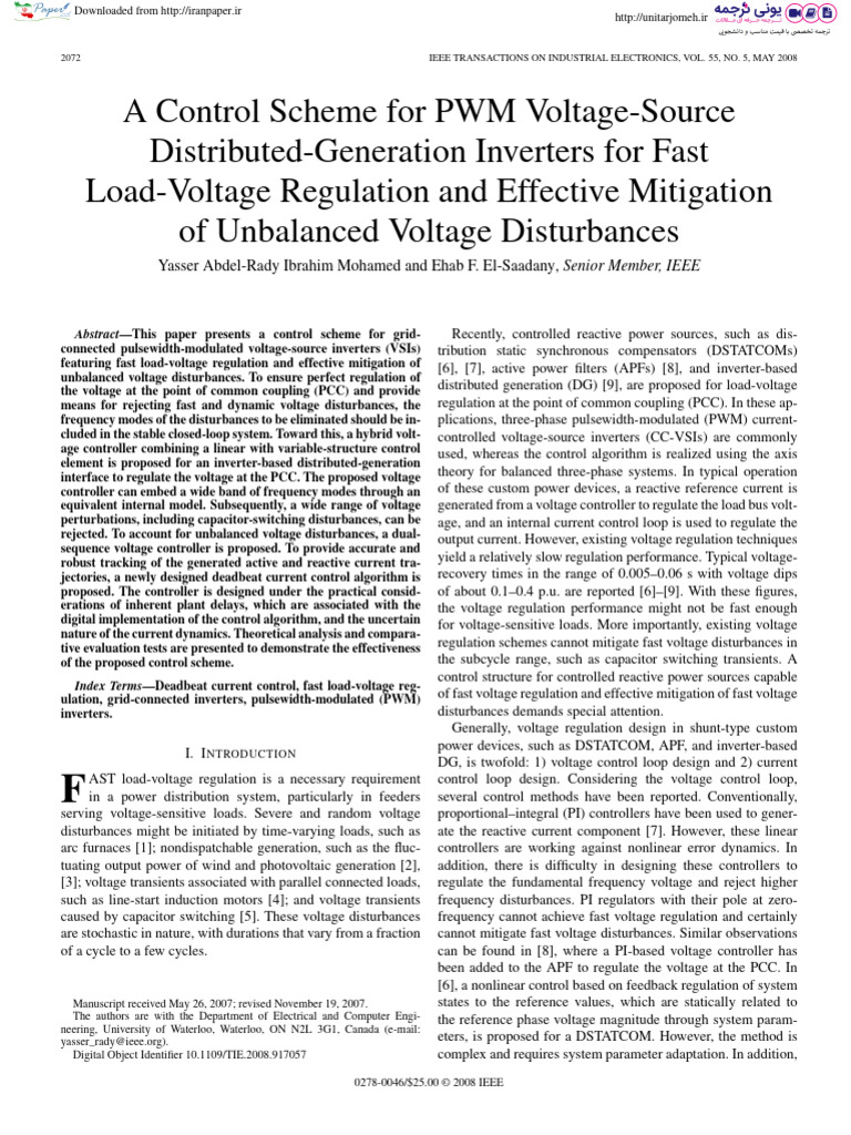 2008 A Control Scheme For Pwm Voltage Source Distributed Generation