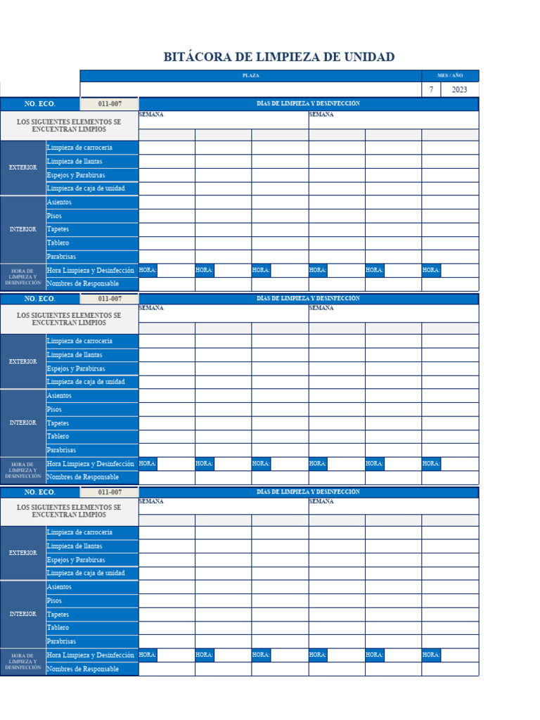 Plantilla Registro de Limpieza Excel | PDF Plantilla Registro de Limpieza Excel | PDF