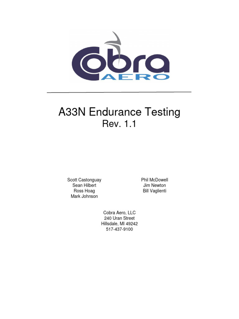 A33N Endurance Testing Rev 1.1 | PDF | Throttle | Engines