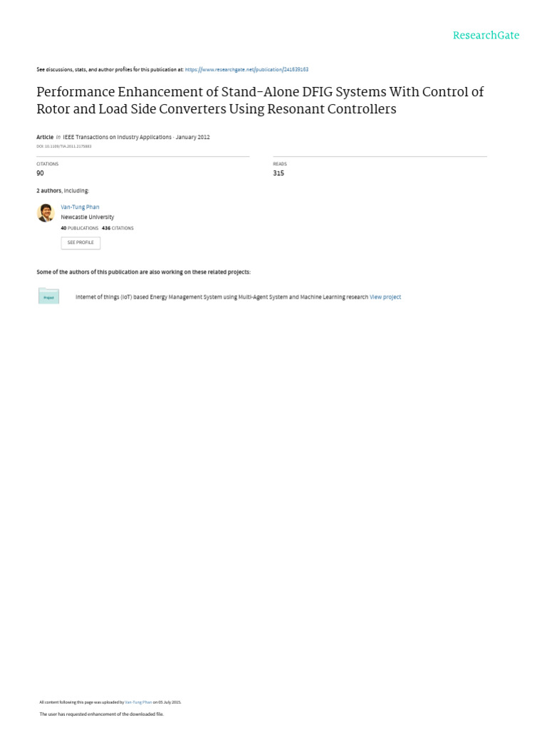 Performance Enhancement of Stand-Alone DFIG Systems With Control of ...
