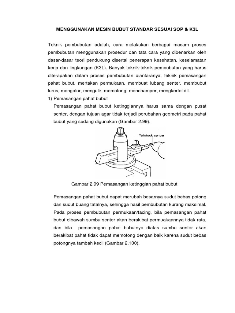 Menggunakan Mesin Bubut Standar Sesuai Sop K3L | PDF | Sains ...