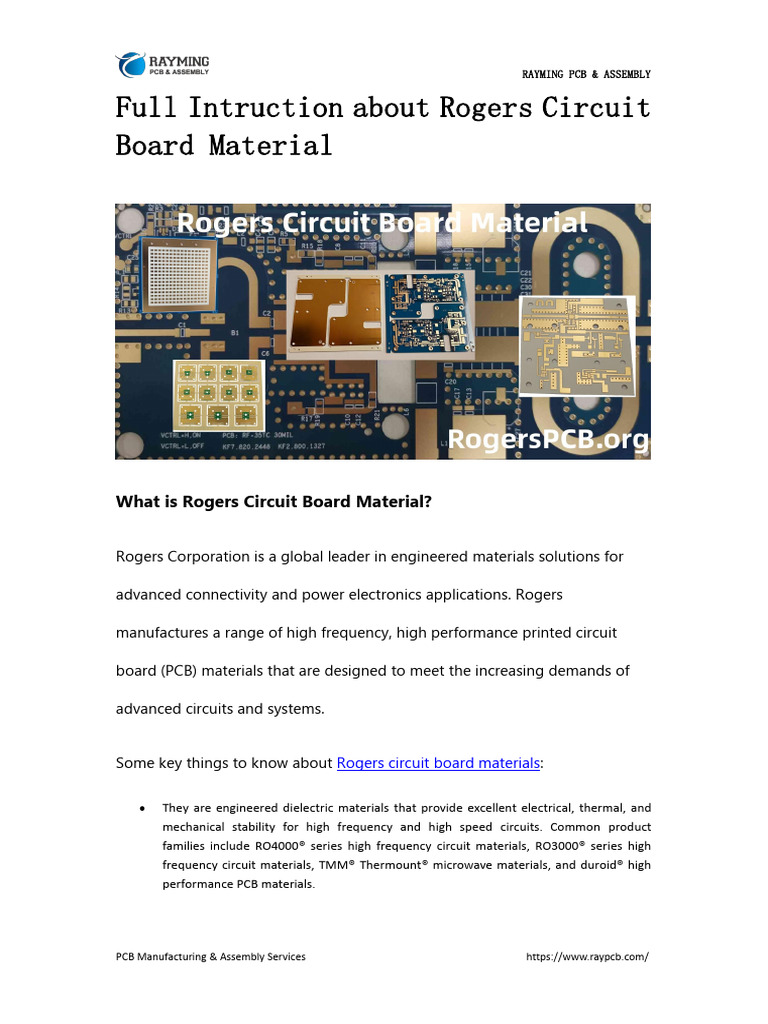 Full Intruction About Rogers Circuit Board Material | PDF | Printed ...