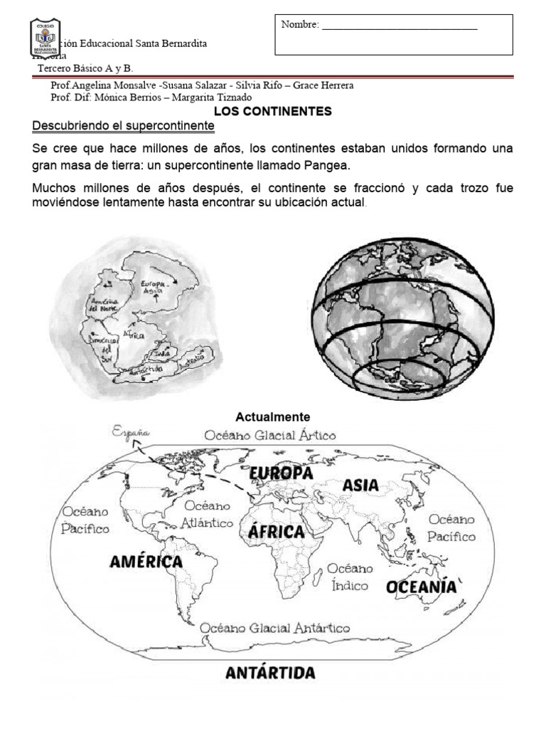 Actividades sobre los continentes para niños | PDF