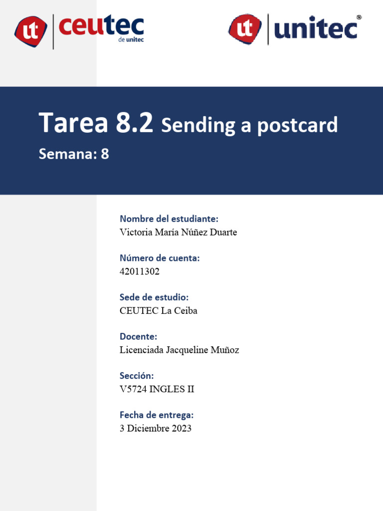 Postcard Writing Assignment Example | PDF | Career & Growth