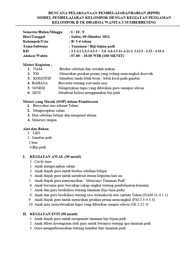 RPPH 3 | PDF | Karier & Perkembangan | Seni & Disiplin Bahasa