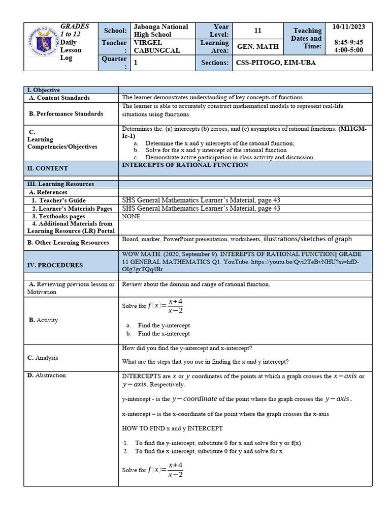 Grades 1 To 12: SHS General Mathematics Learner's Material, Page 43 SHS General Mathematics ...