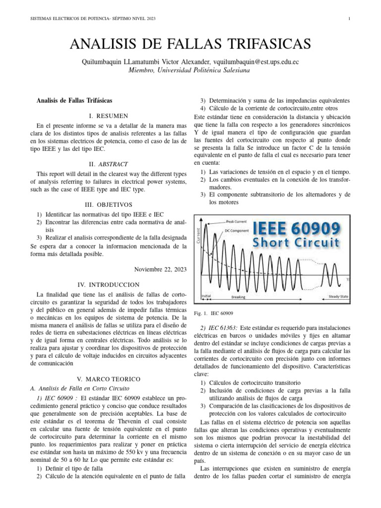 Informe 3 - Fallas Sep | PDF | Ingenieria Eléctrica | Electricidad