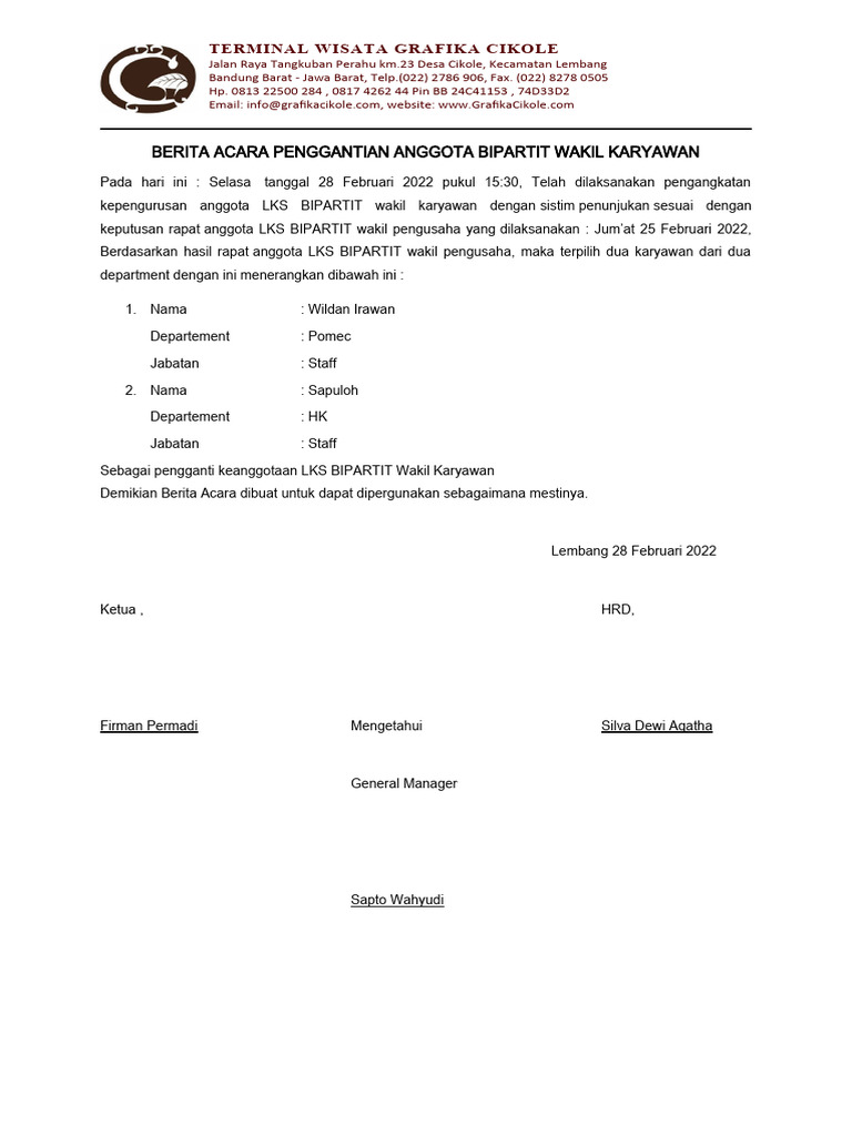 Pengangkatan Anggota Bipartit | PDF