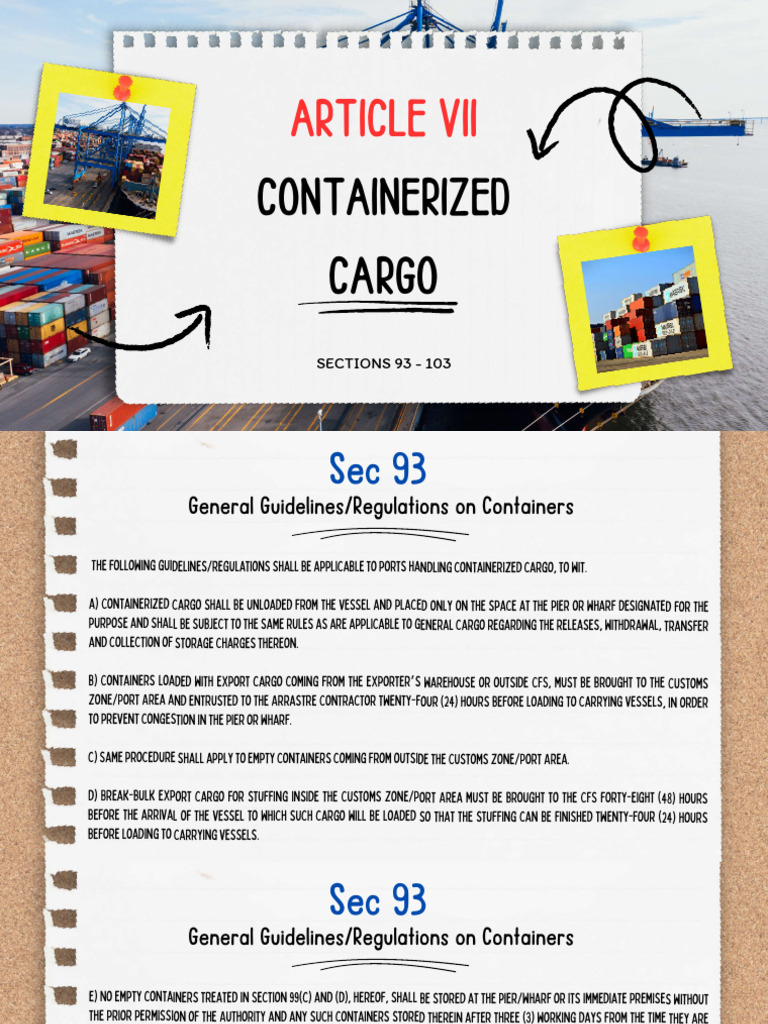 ARTICLE VII CONTAINERIZED CARGO - Compressed | PDF | Containerization | Cargo