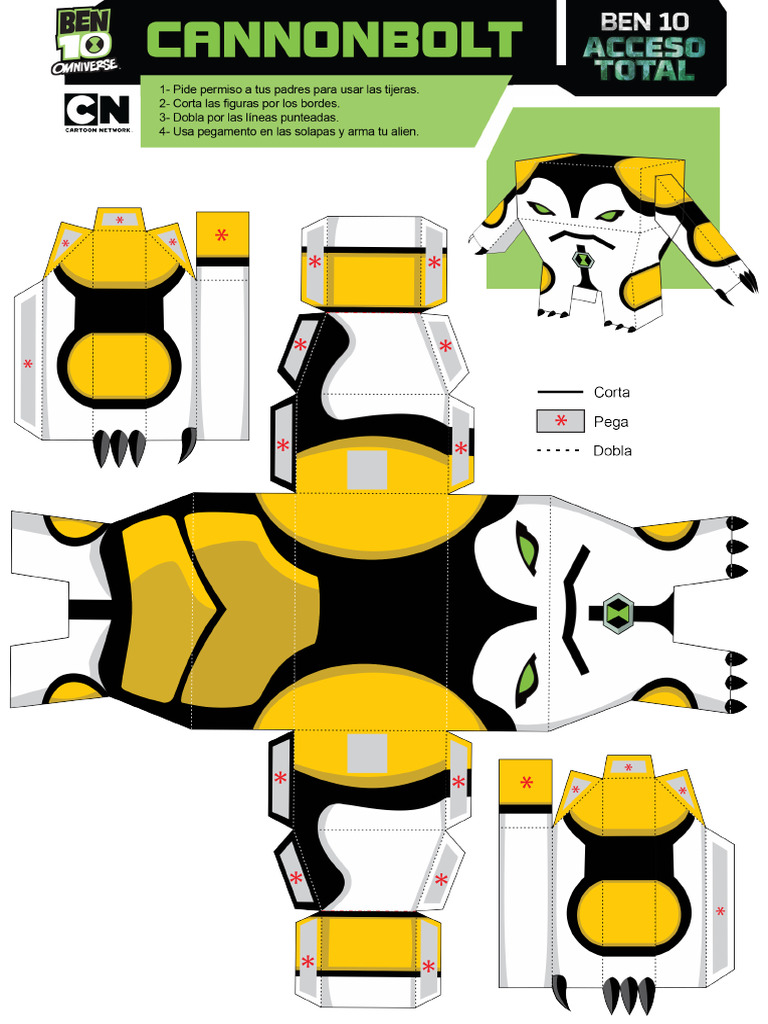 Papercraft Oficial Do Bala de Canhão de Omniverse em 2D - Ben 10 ...