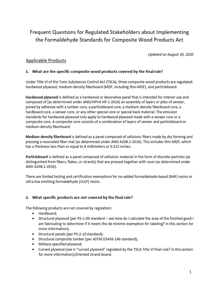 Formaldehyde For Composite Wood | PDF | Plywood | Wood