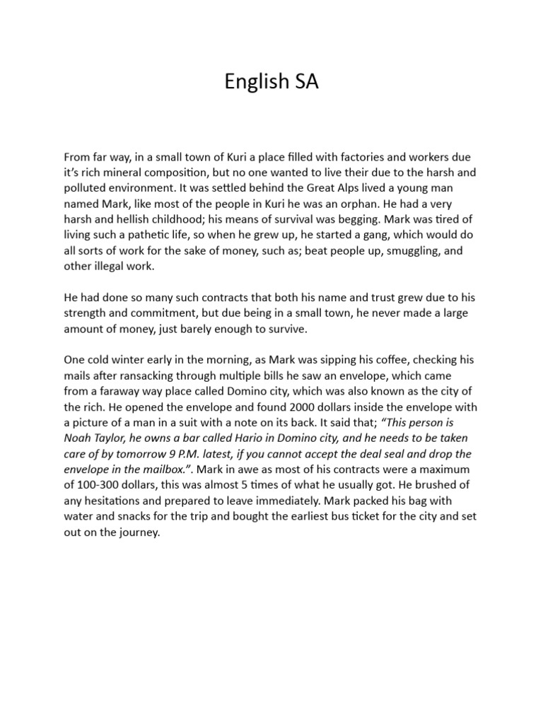 Story Essay Based On Freytag | PDF