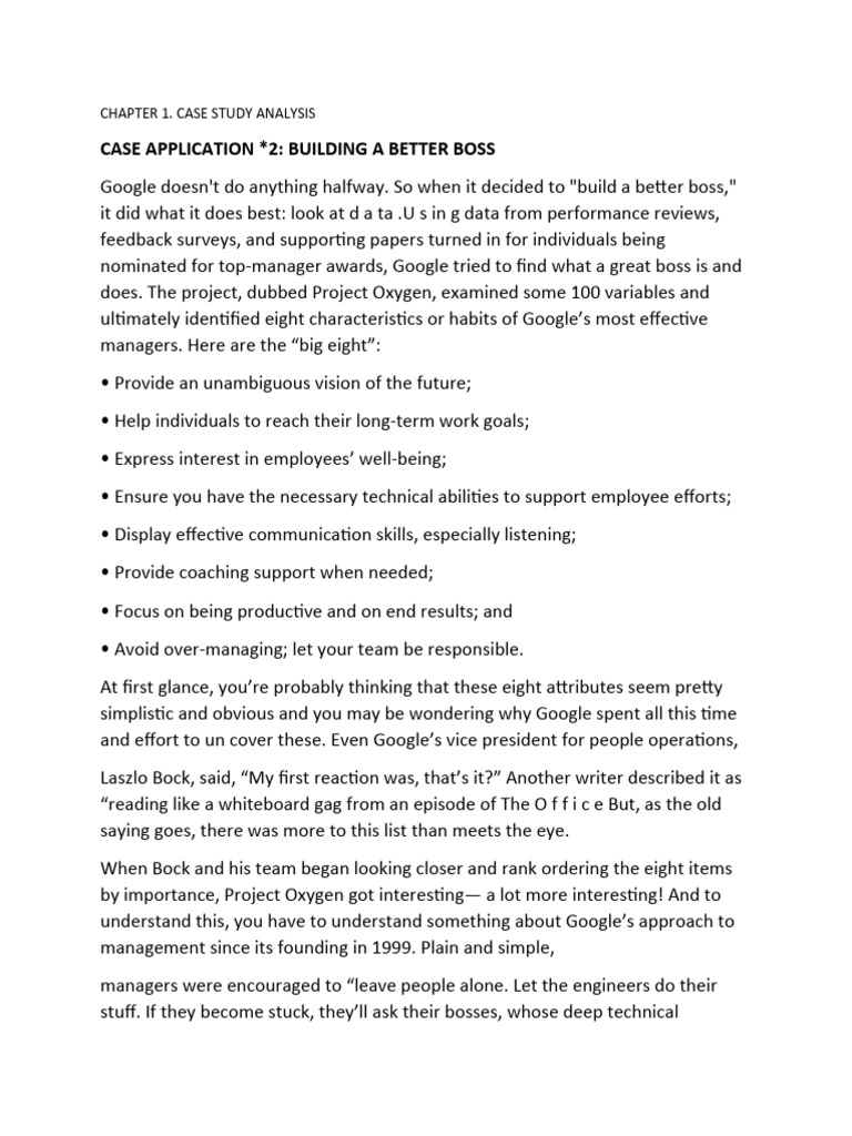 Chapter 1-Case Study Building A Beter Boss | PDF Chapter 1-Case Study Building A Beter Boss | PDF