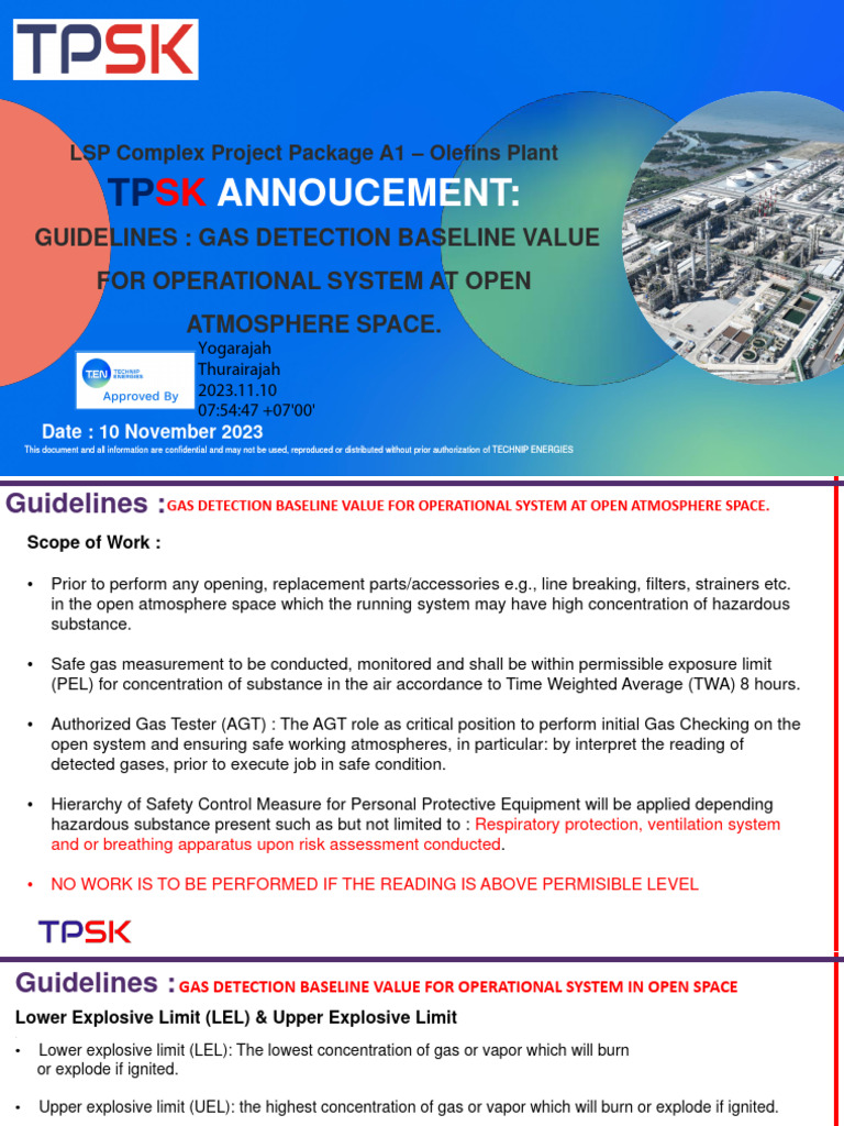 Guidelines - Gas Detection Baseline Value For Operational System in Open Area | PDF | Workplace ...