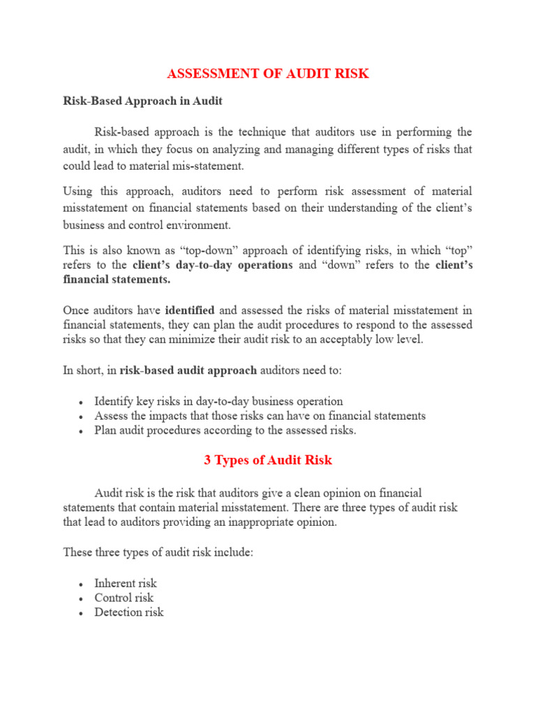 Assessment of Audit Risk | PDF | Audit | Internal Control