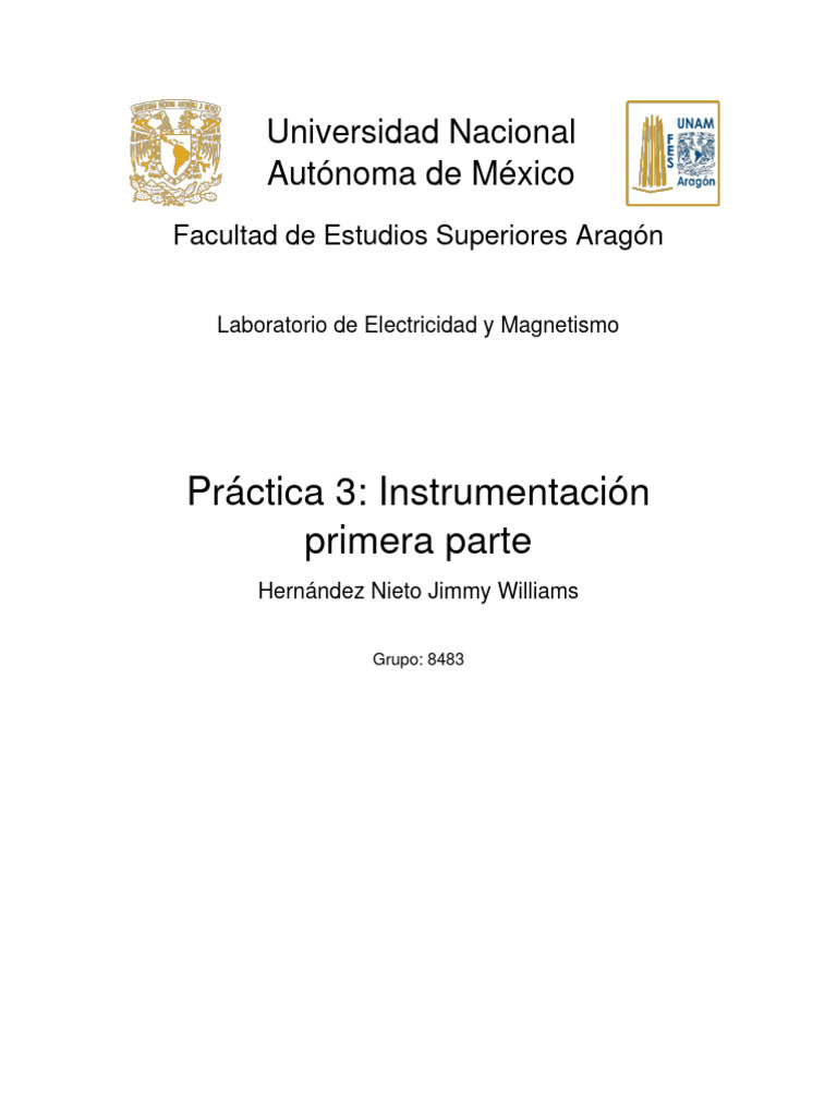 Practica III Instrumentación | Descargar gratis PDF | Corriente eléctrica | voltaje
