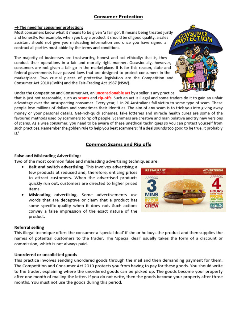 Consumer Protection Worksheet | Download Free PDF | False Advertising ...