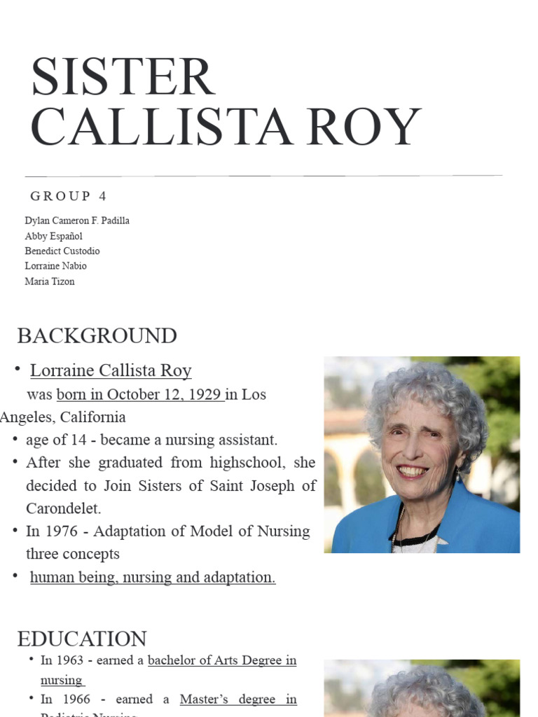 Group 4 Sister Callista Roy | PDF | Psychological Concepts | Psychology