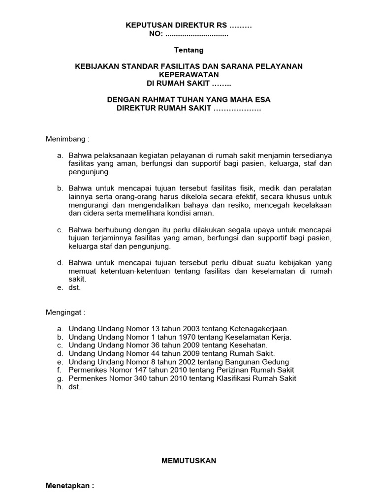 Contoh Kebijakan Rumah Sakit DONE | PDF