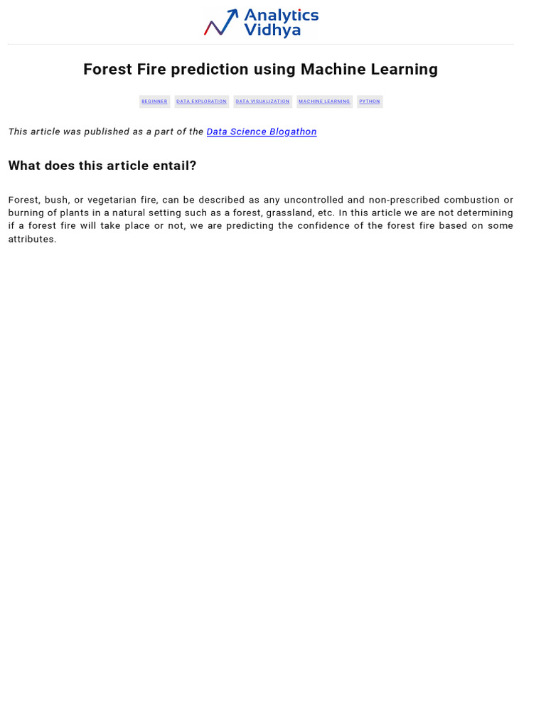 Forest Fire Prediction Using Machine Learning | PDF | Data Compression | Cross Validation ...