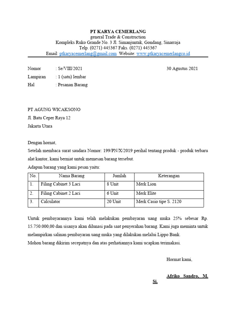 Contoh SURAT 1 | PDF