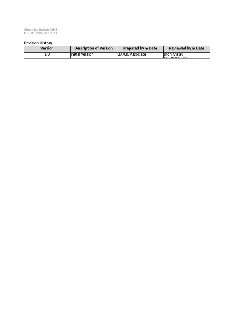 Checklist Harian MHE dan Forklift | PDF