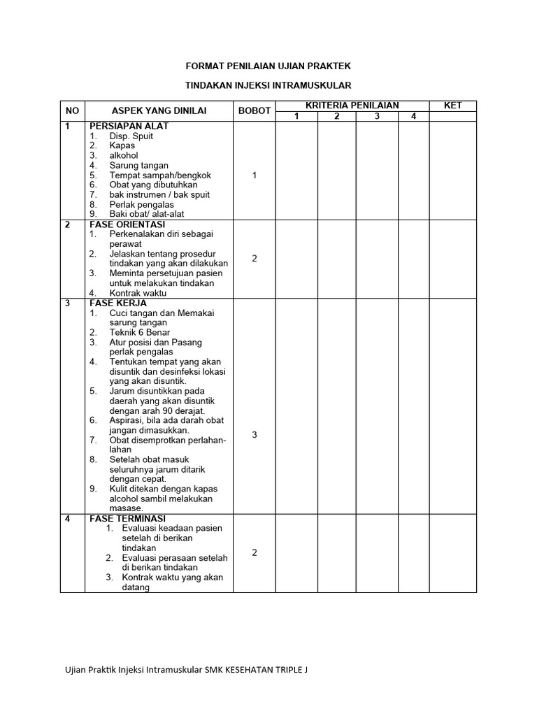 Format Penilaian Ujian Praktek Im | PDF