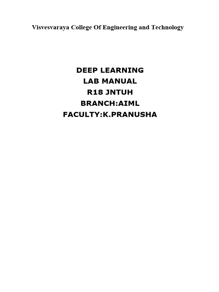 Deep Learning Lab Manual | PDF | Deep Learning | Image Segmentation