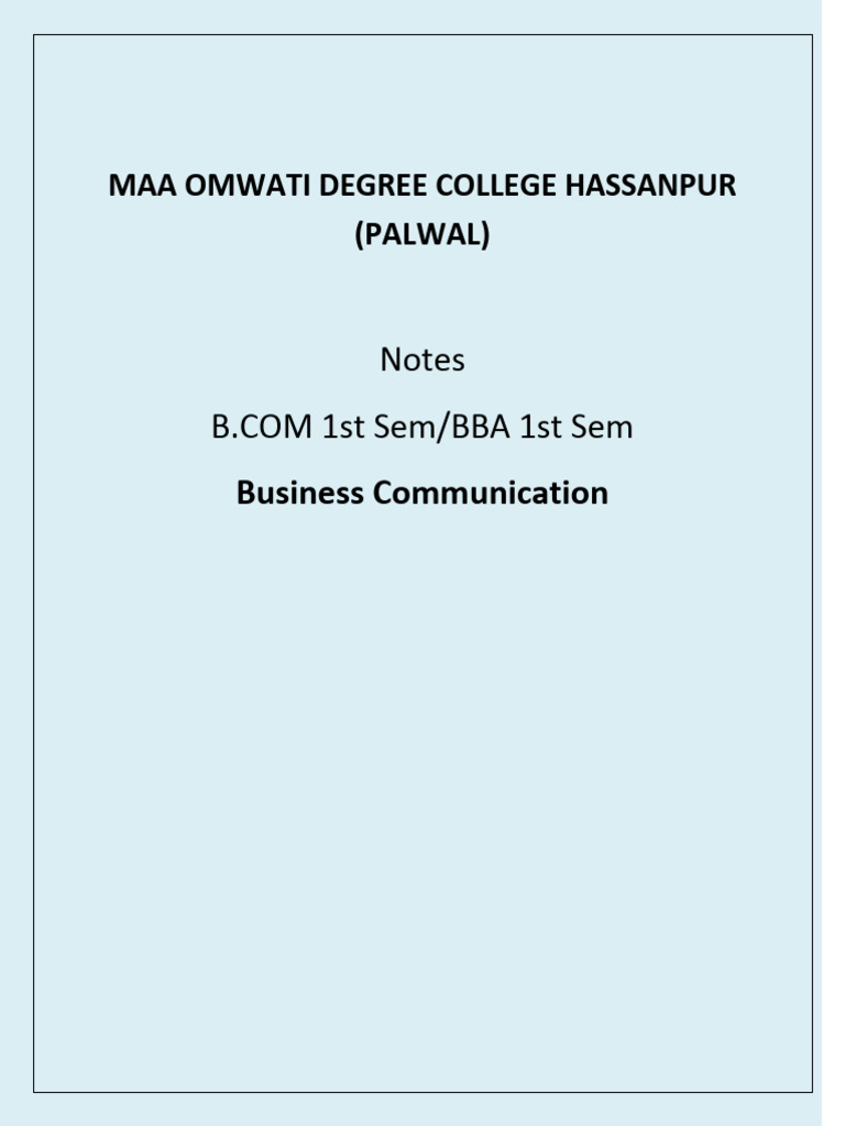 Bba 1st Sem Business Communication | PDF