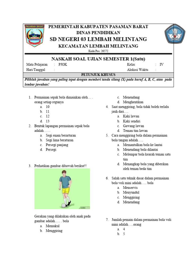 Soal Kumer Kls 4 PJOK | PDF