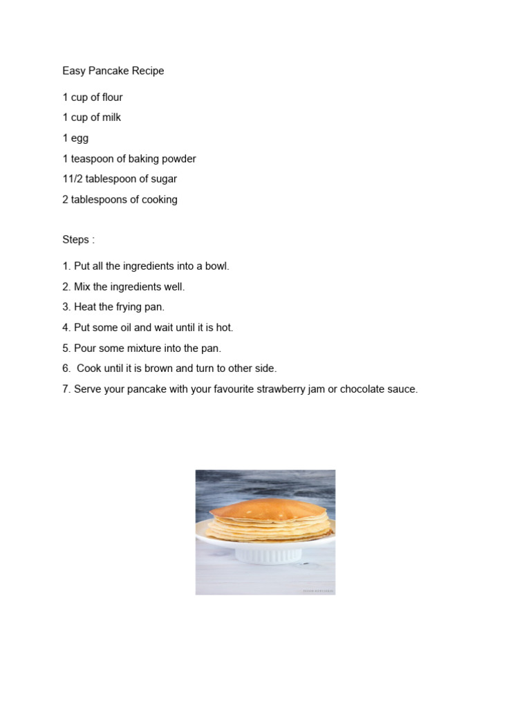 Recipe Worksheet | PDF