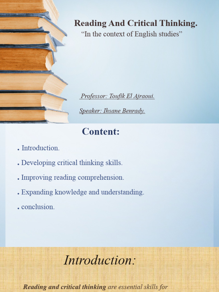 Enhancing Critical Thinking Through Reading | PDF