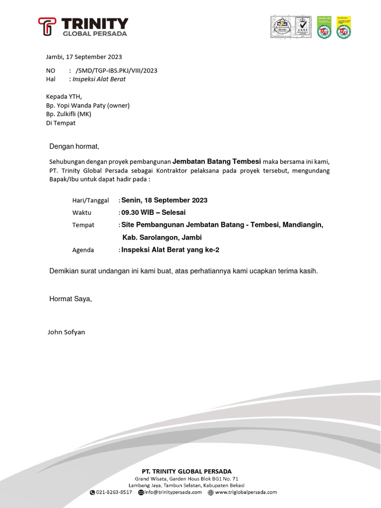 Undangan Inspeksi Ke2 | PDF