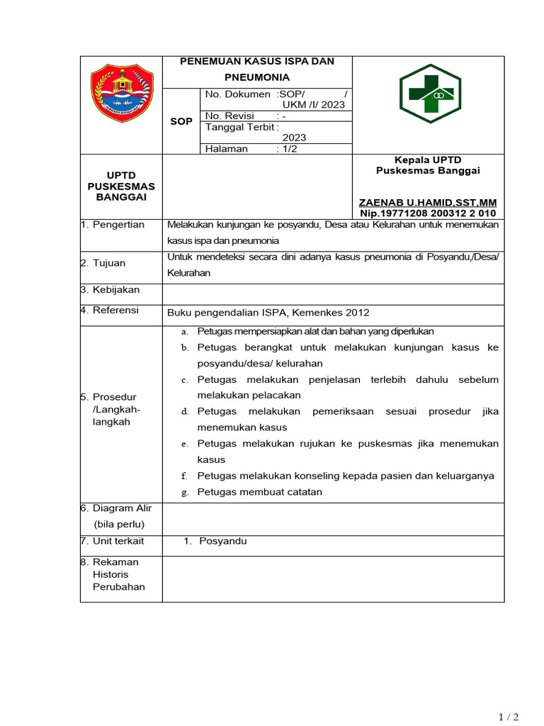 SOP Penemuan Kasus Ispa Dan Pneumonia | PDF