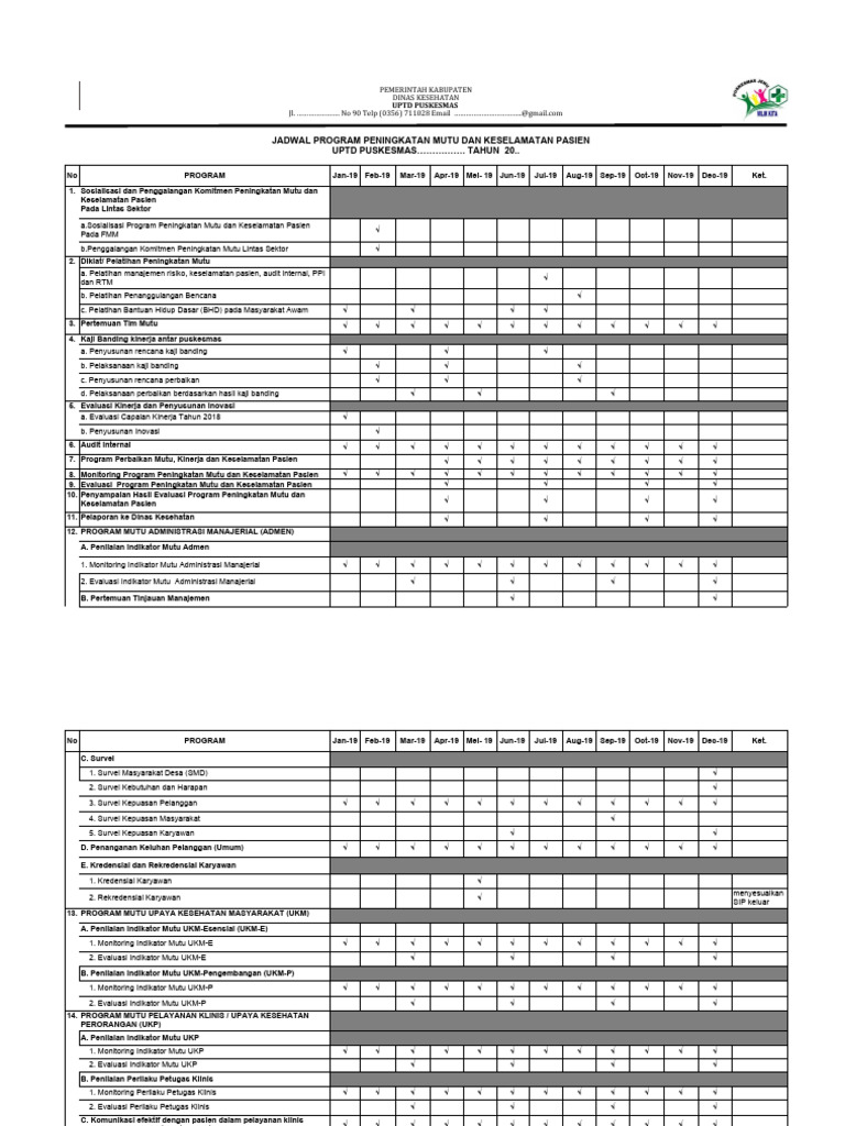 Contoh Program Peningkatan Mutu Puskesmas Jenu Fix | PDF
