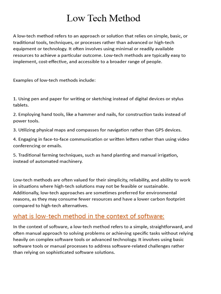 Low Tech Method | PDF | Automation | Software