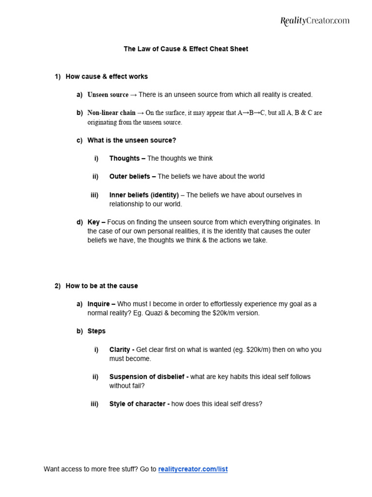 Cause and Effect Cheat Sheet | PDF