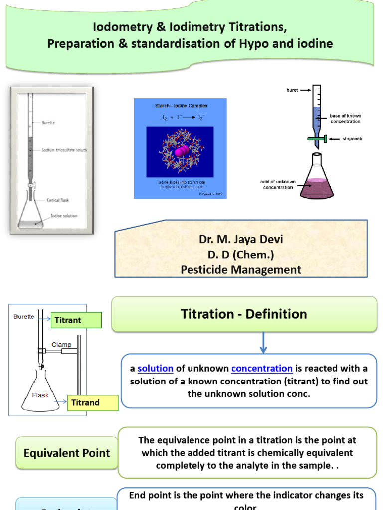 Iodometric Titration Prep of Hypo Iodine - Jaya 06.02.18 | PDF ...