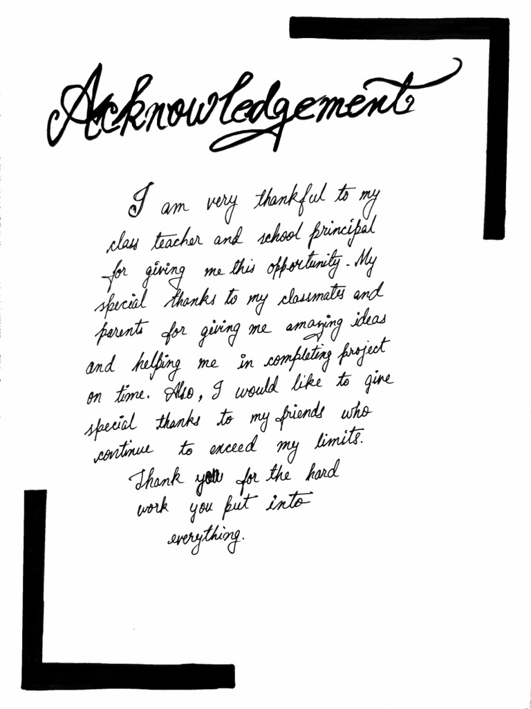 Acknowledgement for project | PDF