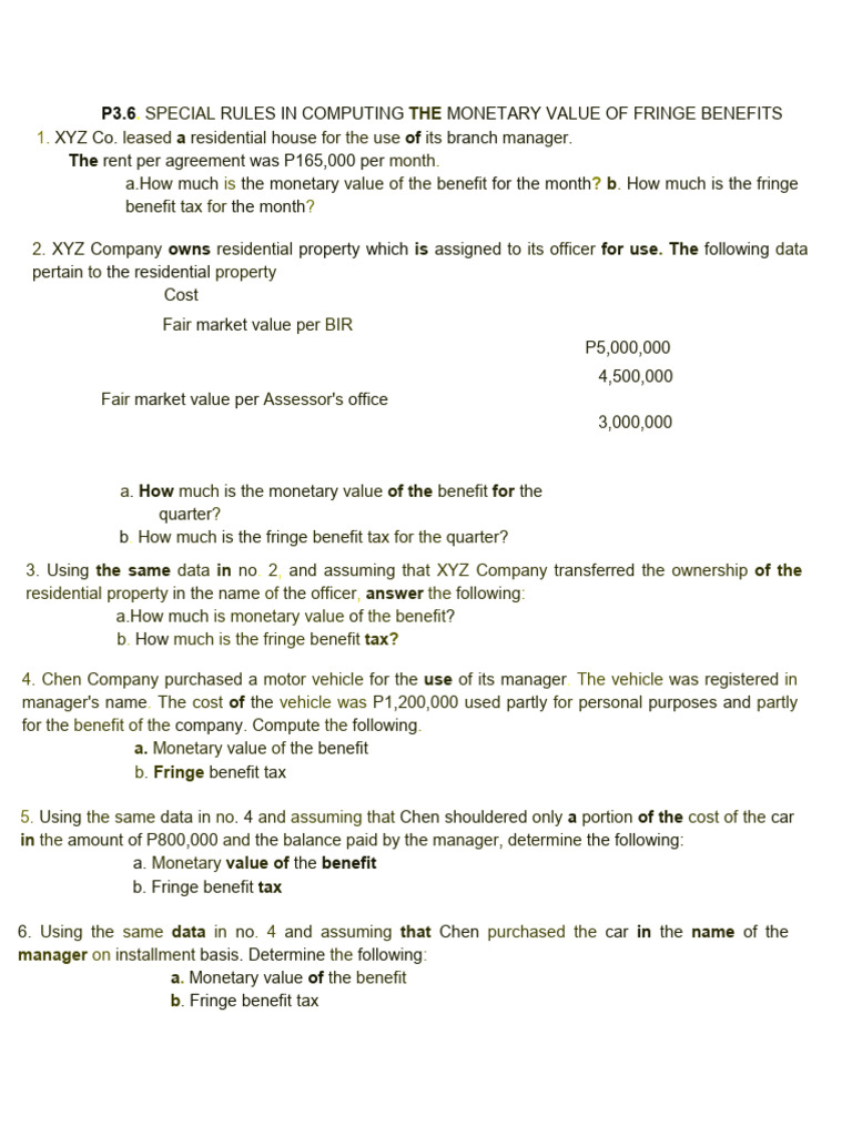 BAM031 P3 Q1 Answer FBT Deductions | PDF | Tax Deduction | Expense