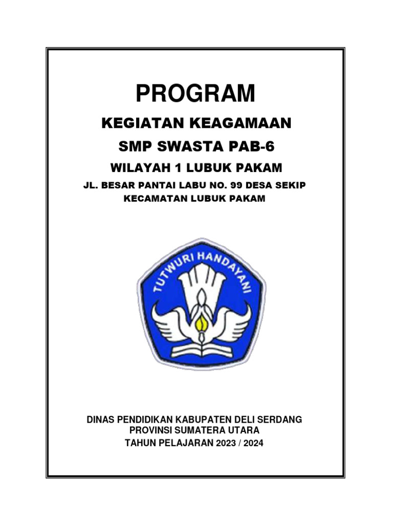Program (Jadwal) Kegiatan Keagamaan SMPS PAB-6 | PDF