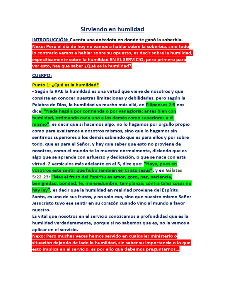 Humildad en el Servicio Cristiano | PDF