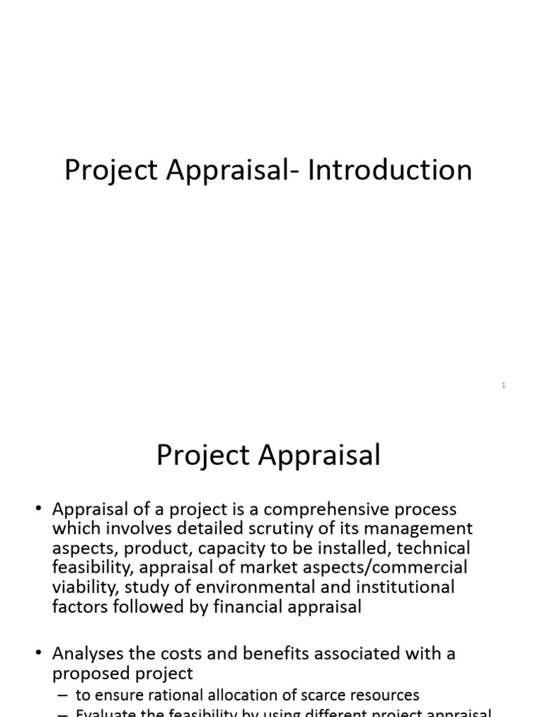 Project Appraisal - Introduction-2023 Points-SEnt | PDF | Feasibility ...