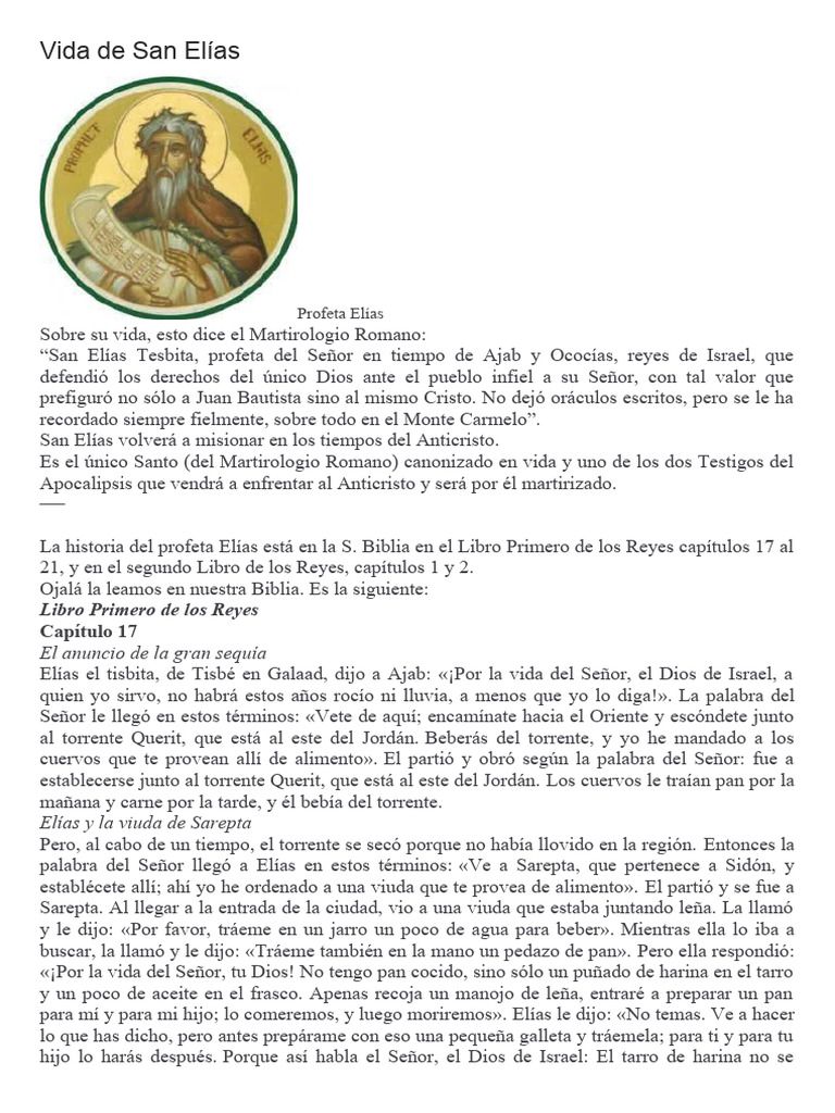 Biografía del Profeta Elías en la Biblia | PDF | Elijah | Libros de reyes