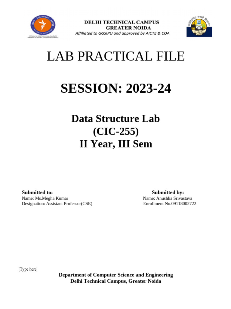 Data Structure Lab Programs 2023-24 | PDF | Information Technology ...